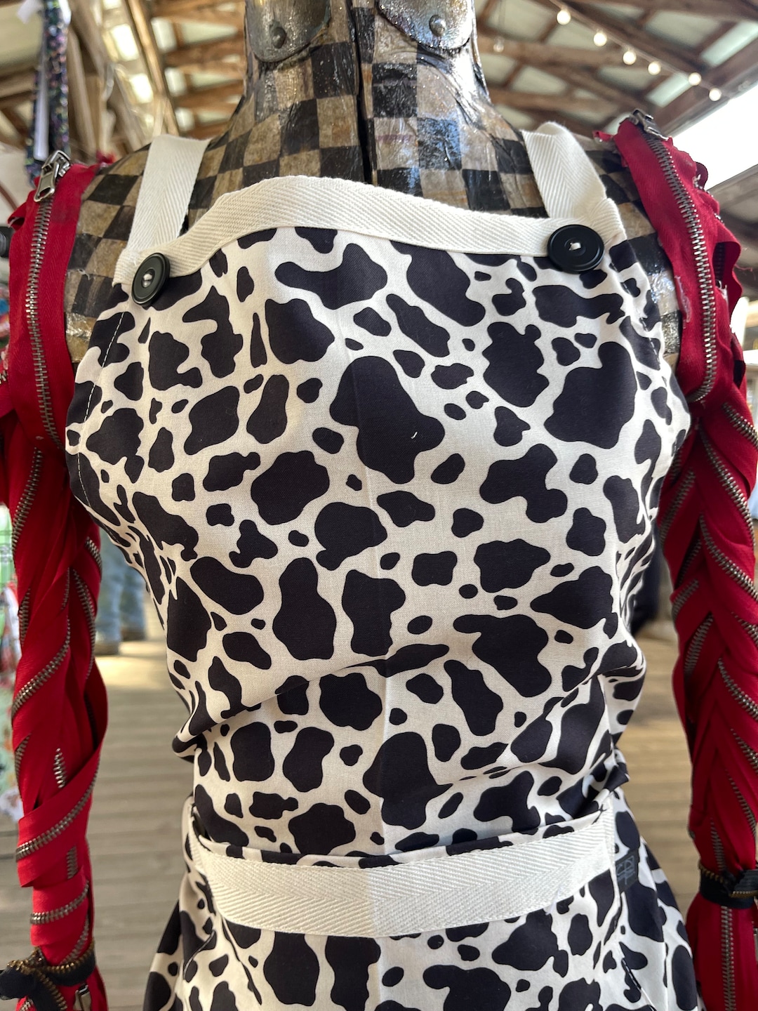 Cow Print Apron, Black and White Cow Apron, Cow Lover Apron, Party ...