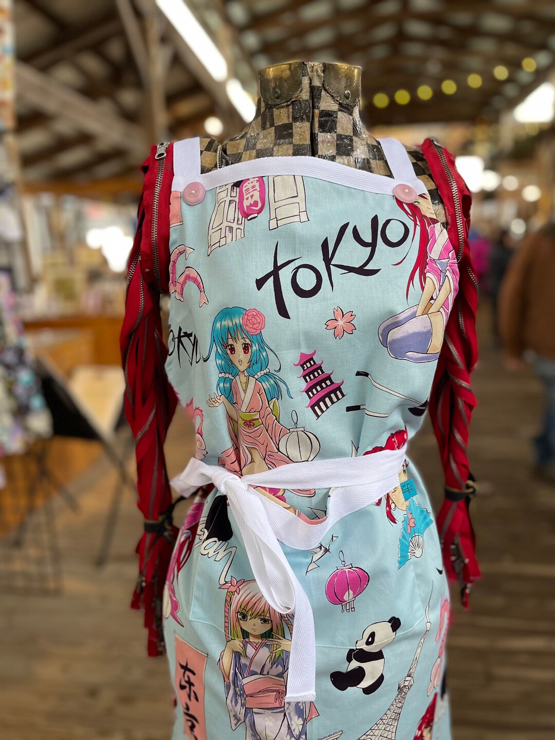 Anime Inspired Apron, Asian Apron, Blue Apron, Hostess Apron, Chef ...