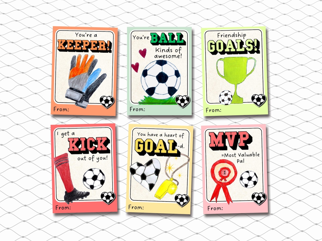 Printable Funny Soccer Valentine's Day Cards, Kids Football Classroom ...