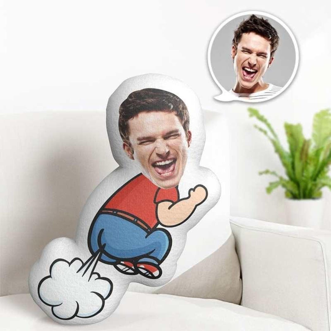 Funny Fart Man Minime Pillow, Custom Face Photo Plush, Personalized ...