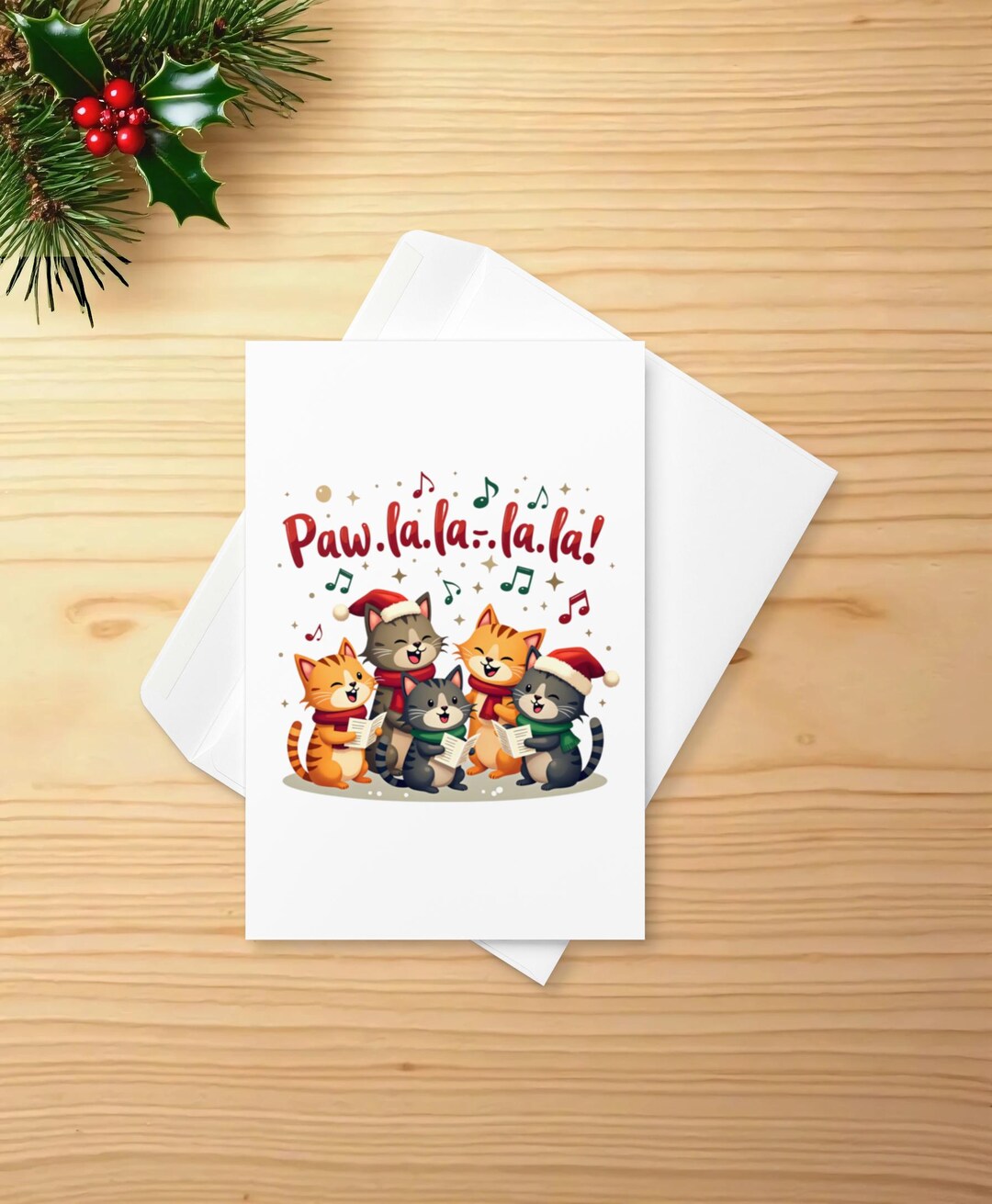 Christmas Cat Carolers Greeting Card – Meowsical Holiday Message - Etsy