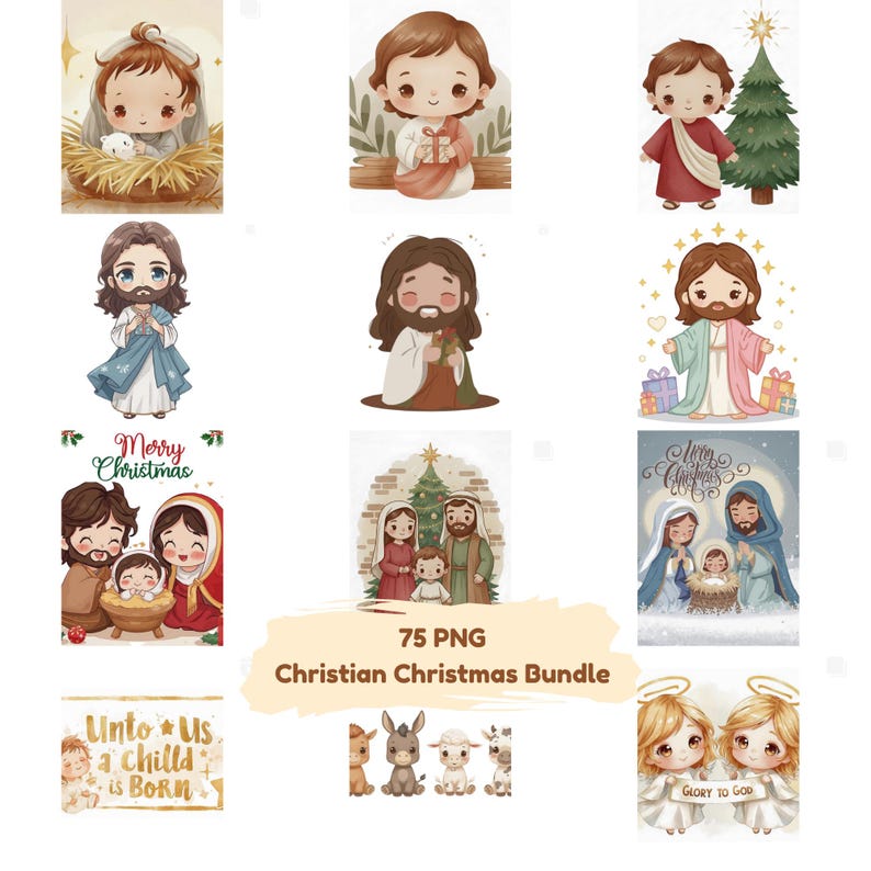 Watercolor Nativity Clipart Bundle | Christian Christmas Pngs (75 Files ...