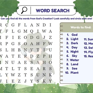 7 Days of Creation Activity Book | Bible Story, Coloring Pages (PDF) - Etsy