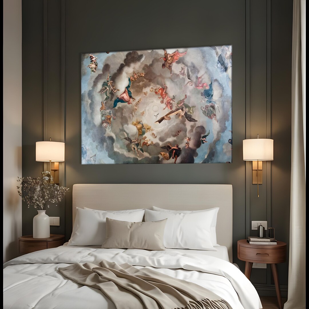 Baroque Style Ceiling Art Canvas | Classical Renaissance Wall Mural ...