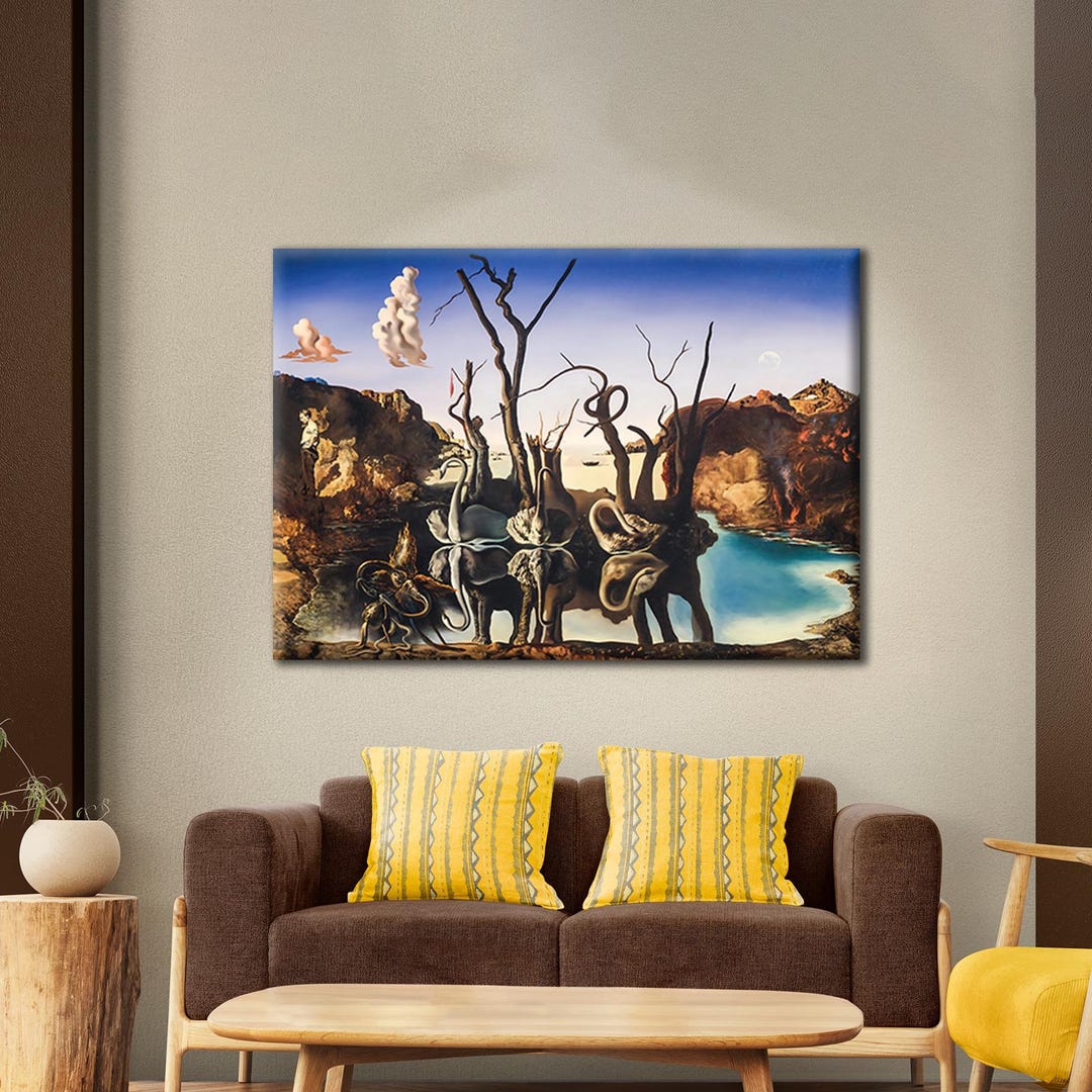 Salvador Dali Swans Reflecting Elephants Canvas Print, Surrealist Wall ...