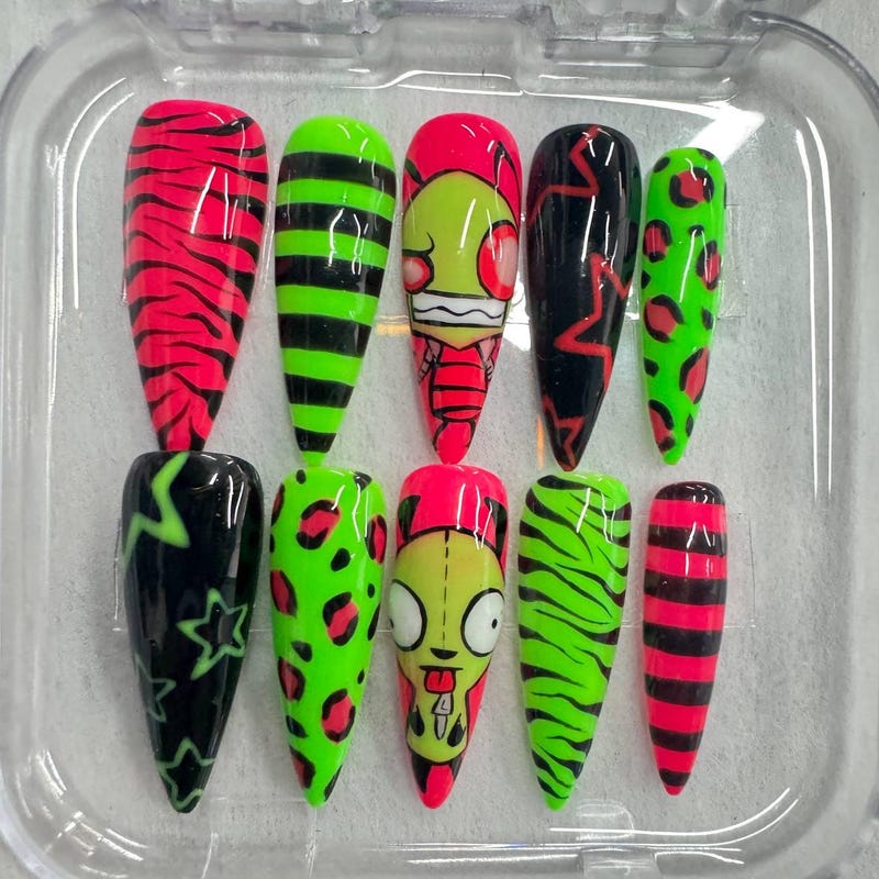 Neon Cartoon Nail - Etsy