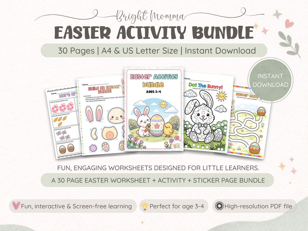 Preschool Easter Activity Bundle – Math, Literacy, Crafts (ages 3-4 ...