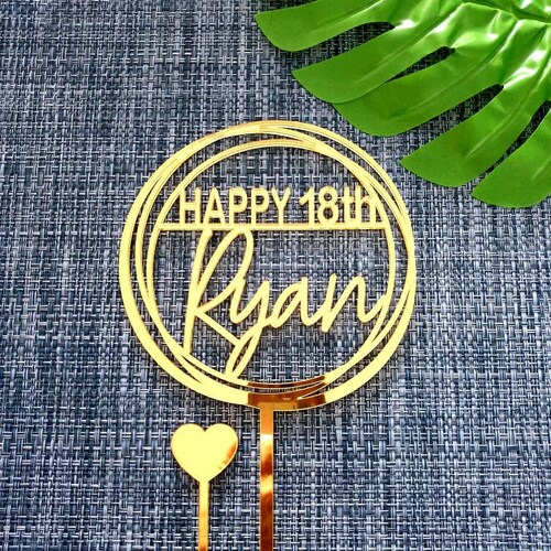 Personalised Cake Topper Birthday Add Any Name & Age 21st 18 - Etsy ...