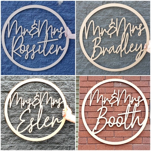 Round Wedding Welcome Sign Custom Wedding Name Circle Sign - Etsy
