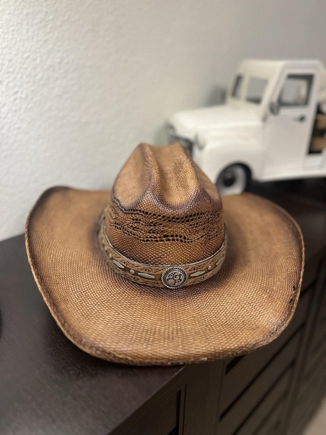 Bullhide Corral Dust Straw Cowboy Hat Size Medium Made in USA Western ...