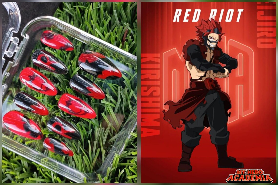 Kirishima From My Hero Academia Press on Nails Set - Etsy