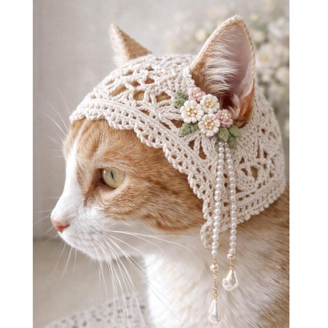 Lace Cat Bonnet Crochet Pattern – Elegant Pet Head Cover Digital PDF - Etsy
