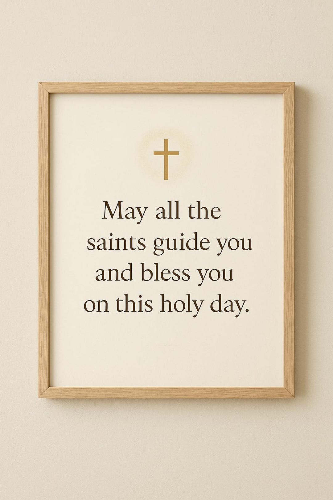 All Saints' Day Wall Art | Blessing Quote, Golden Cross (digital ...