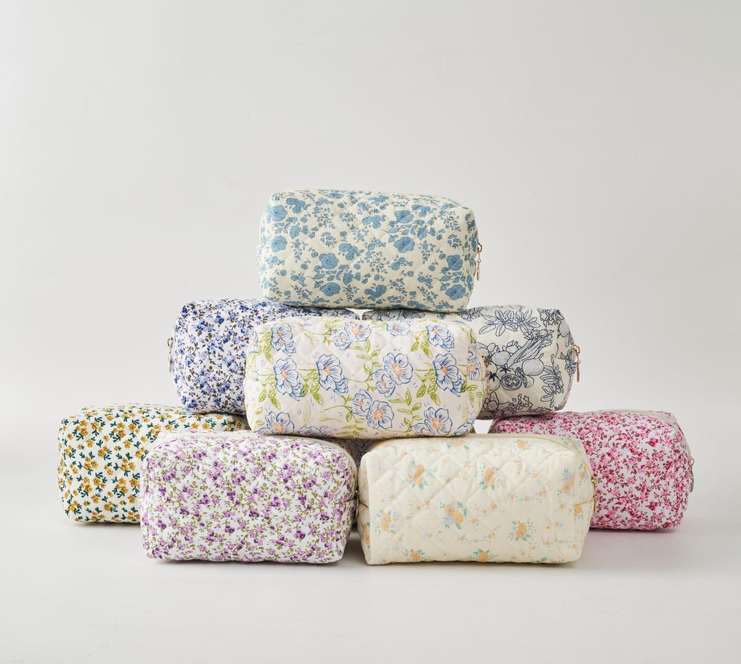 Cotton Wash Bag,travel Cosmetic Pouch,handmade Floral Makeup Bag ...