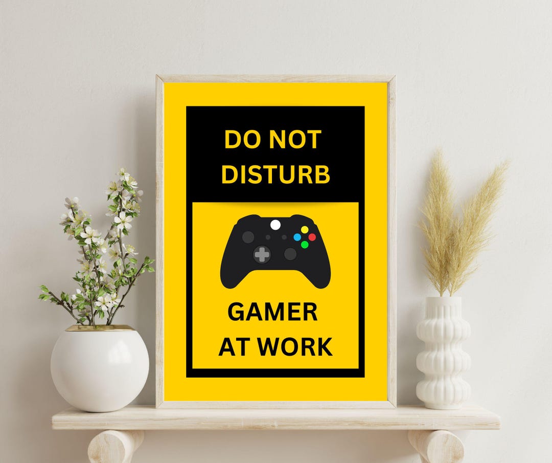 Warning Gamer at Work Poster, Gaming Room Decor (digital Download) - Etsy