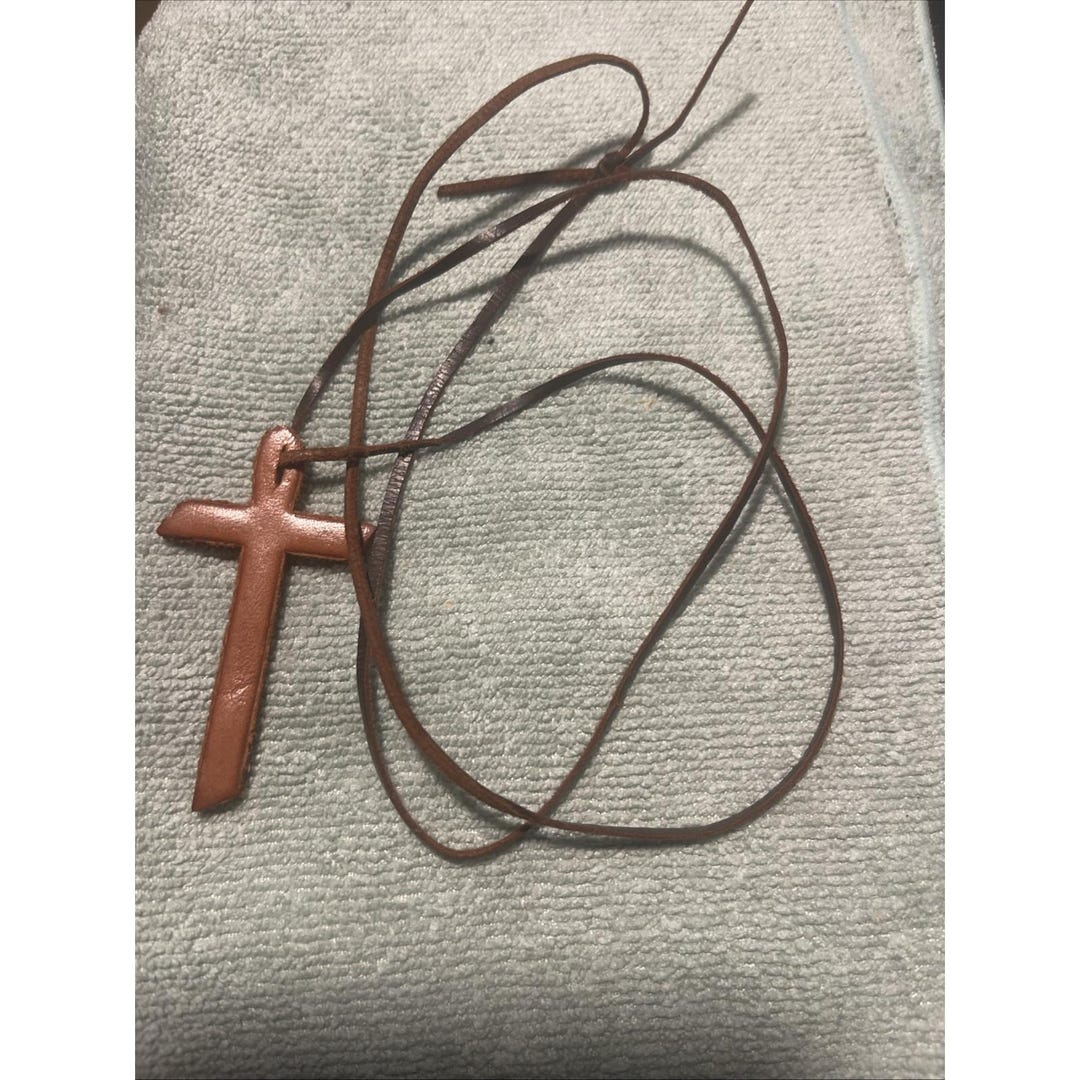 Leather Brown Cross Pendant Leather Rope Necklace - Etsy