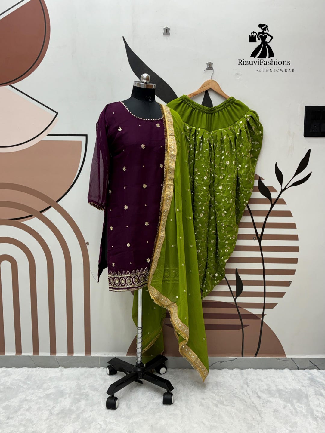 Purple Georgette Dhoti Suit, Embroidery Sequence, Indian Wedding Outfit ...