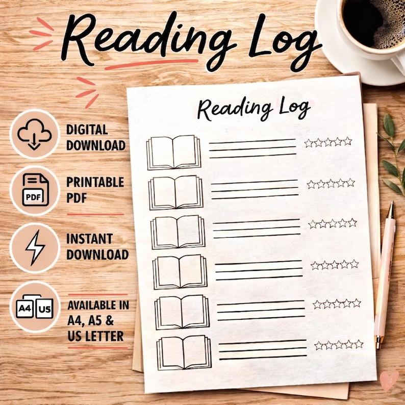 Reading Log Template PDF | Reading Journal Pages | Book Tracker ...
