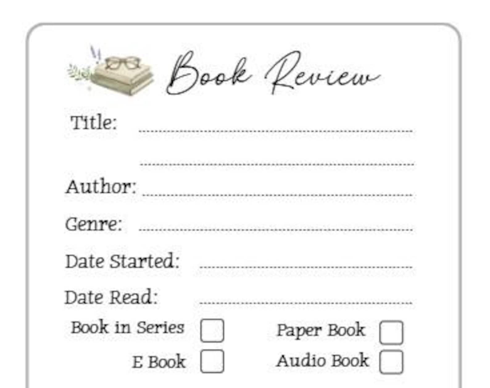 Mini Book Review Template PDF | Reading Journal Pages | Book Tracker ...