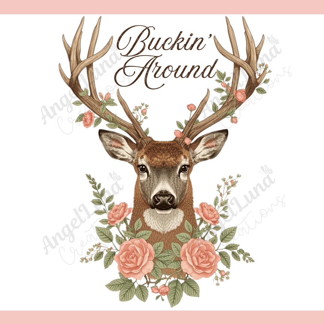 Buckin' Around Deer PNG | Western Roses Graphic (digital Download) - Etsy