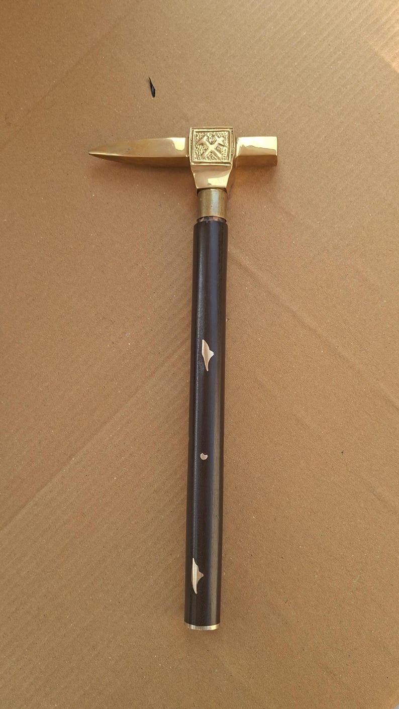 Vintage Brass Axe Hammer Walking Cane, Indian Rosewood Shaft - Etsy
