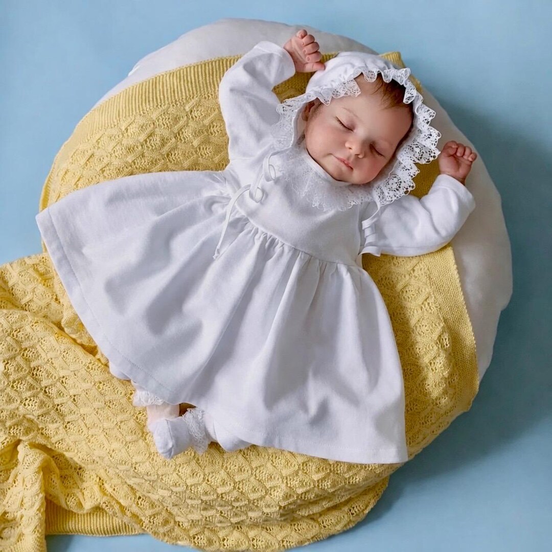 Winter Baptism Dress Set Baby Girl White Christening Outfit Long Sleeve ...