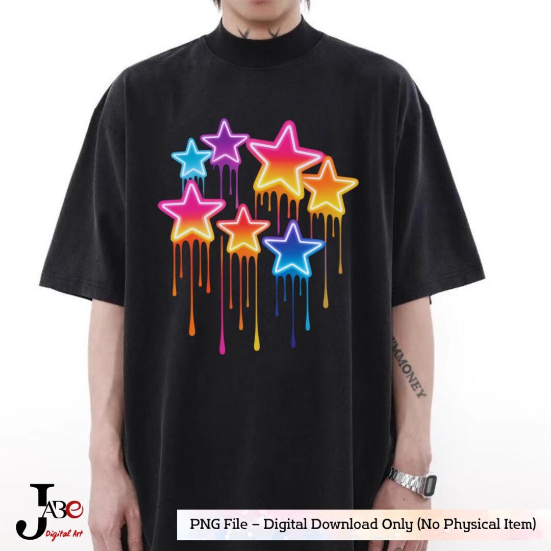 Neon Dripping Stars PNG | Graffiti Gradient Star Clipart (digital ...