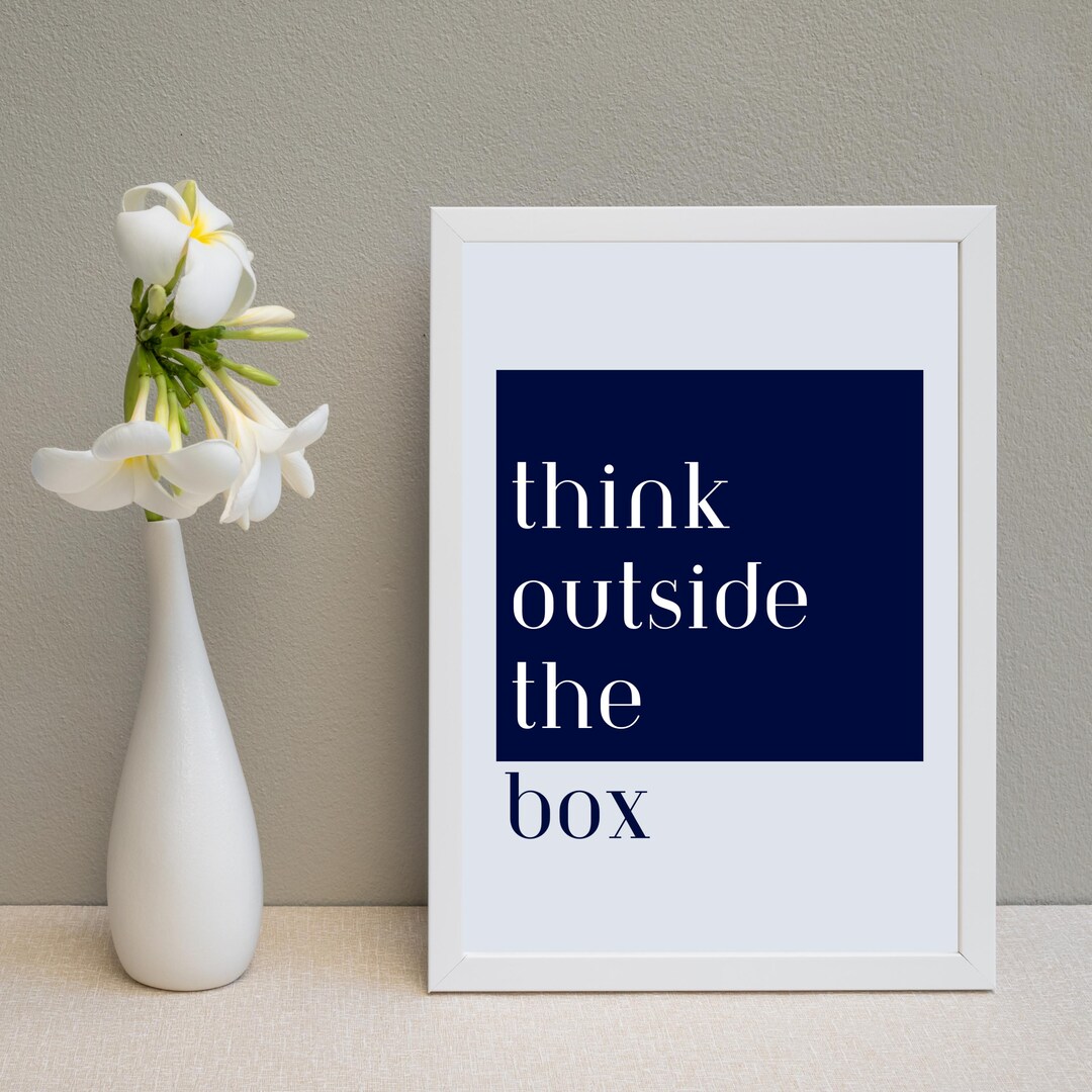 Think Outside the Box Print, Navy Blue Typography (digital Download) - Etsy