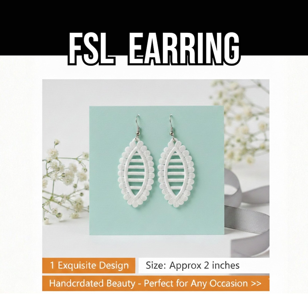 FSL Earring Embroidery Design | Free Standing Lace Heart Earrings 4x4 ...