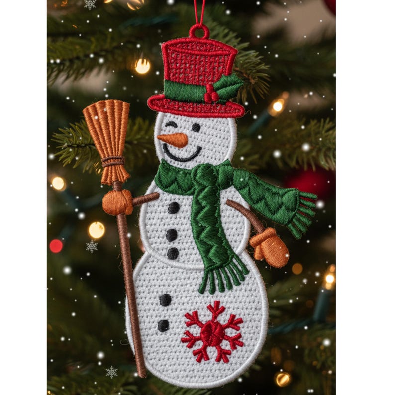 FSL Snowman Lace Embroidery Design, Christmas Ornament | Holiday ...