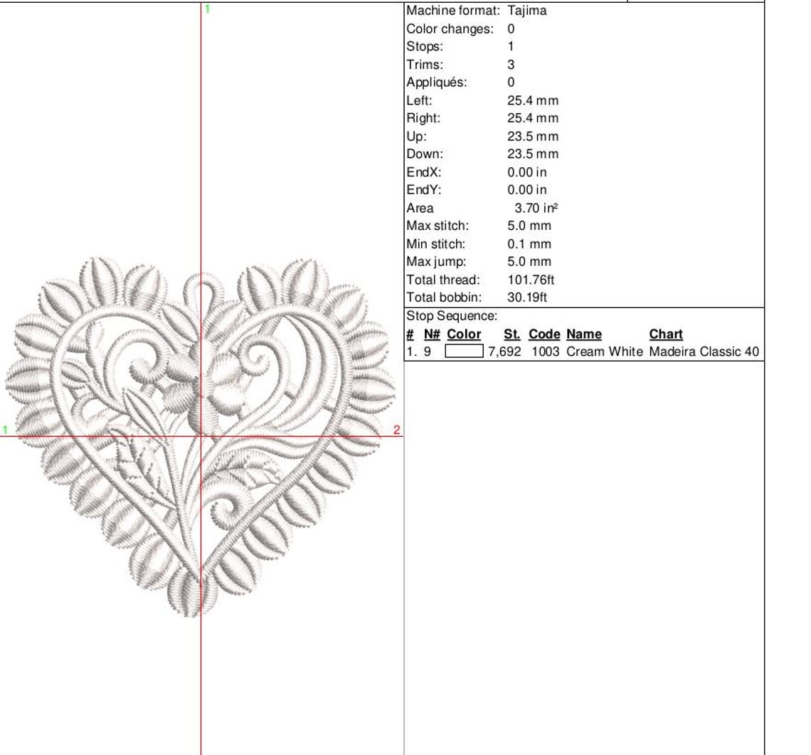 FSL Earring | Botanical Scroll Heart Embroidery Design (4x4 Hoop File ...