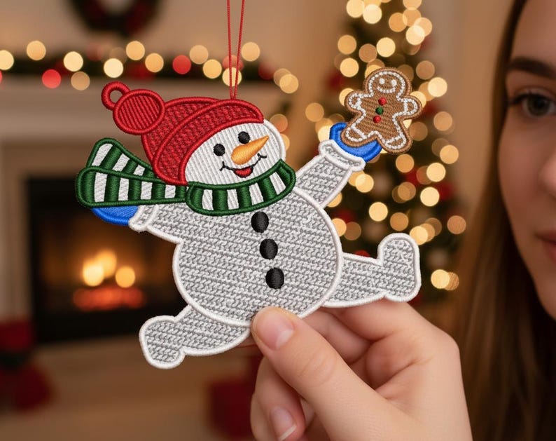 FSL Snowman Embroidery Design: Christmas Ornament, Lace Tree Decoration ...