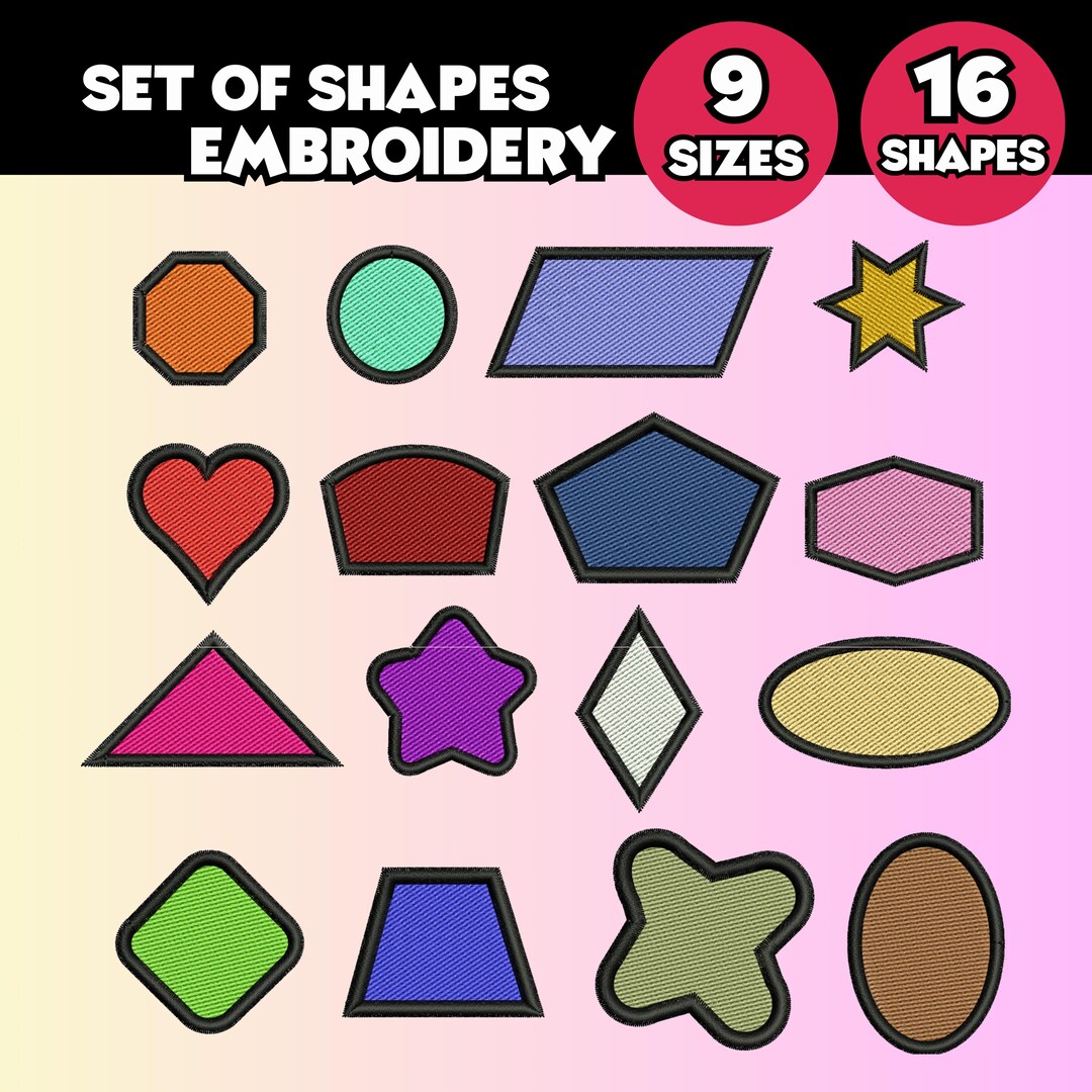 Mega Set of 16 Shapes Embroidery Design Bundle – Fill Stitch Patch ...