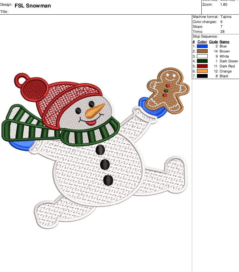 FSL Snowman Embroidery Design: Christmas Ornament, Lace Tree Decoration ...