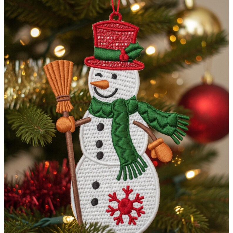 FSL Snowman Lace Embroidery Design, Christmas Ornament | Holiday ...