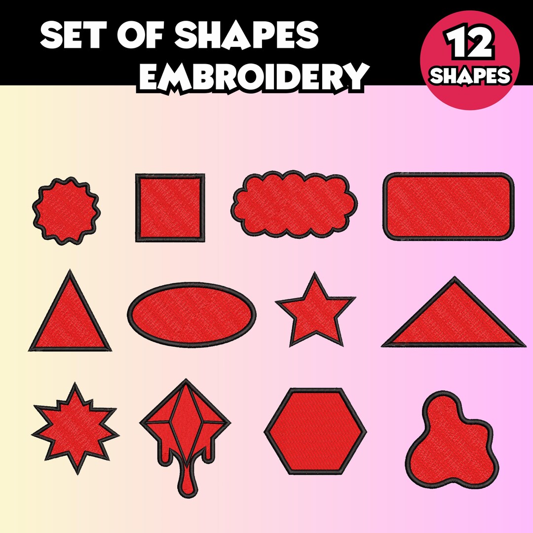 Mega Set of 12 Shapes Embroidery Design Bundle – Fill Stitch Patch ...