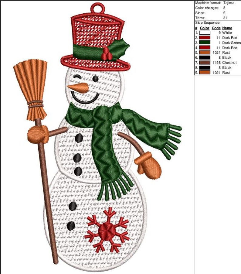 FSL Snowman Lace Embroidery Design, Christmas Ornament | Holiday ...