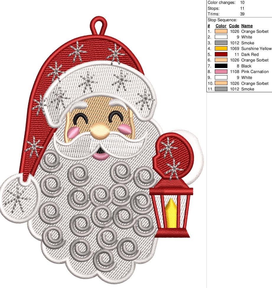 FSL Santa Embroidery Design | Christmas Ornament, Lace Lantern (instant ...