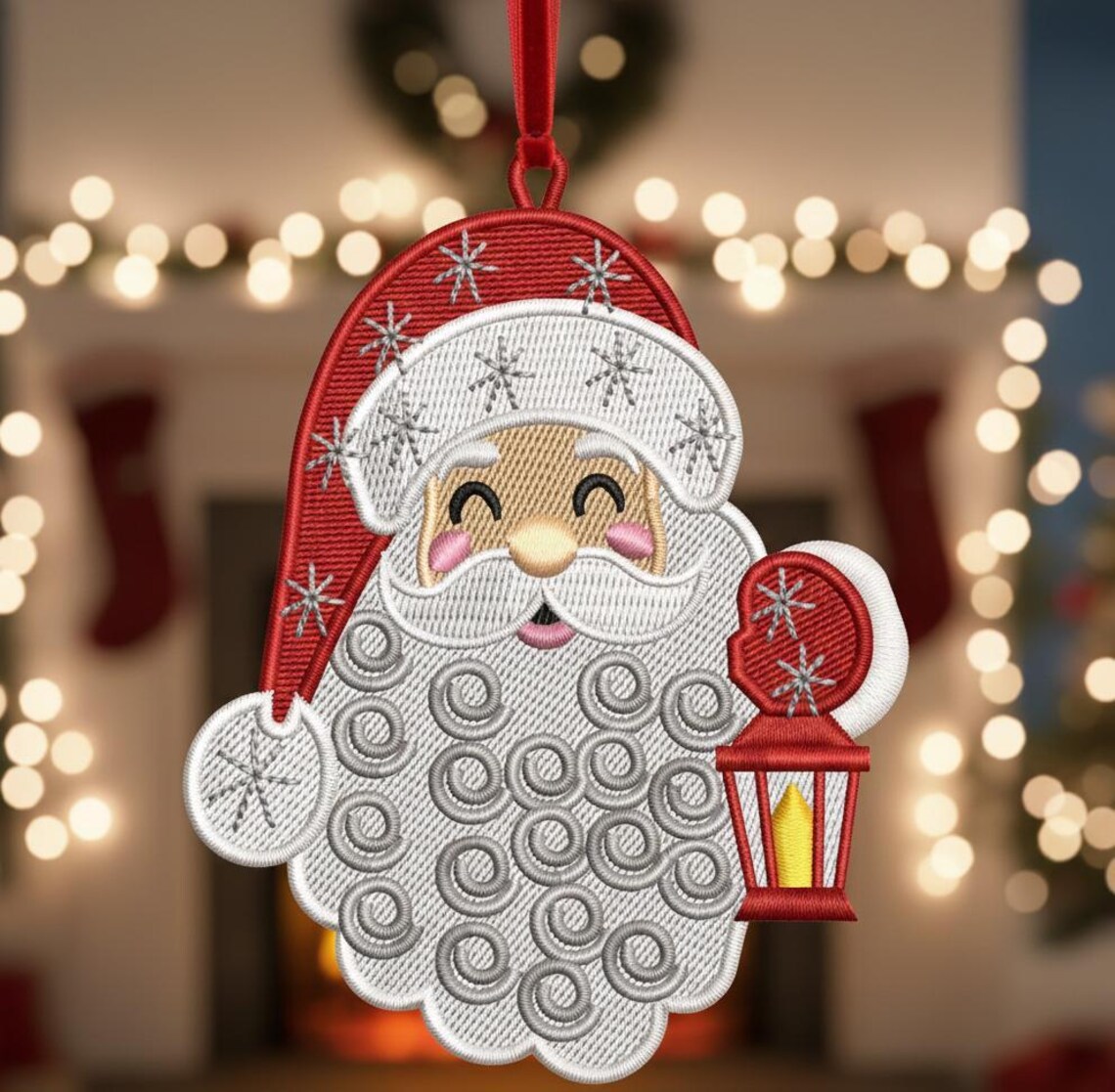 FSL Santa Embroidery Design | Christmas Ornament, Lace Lantern (instant ...