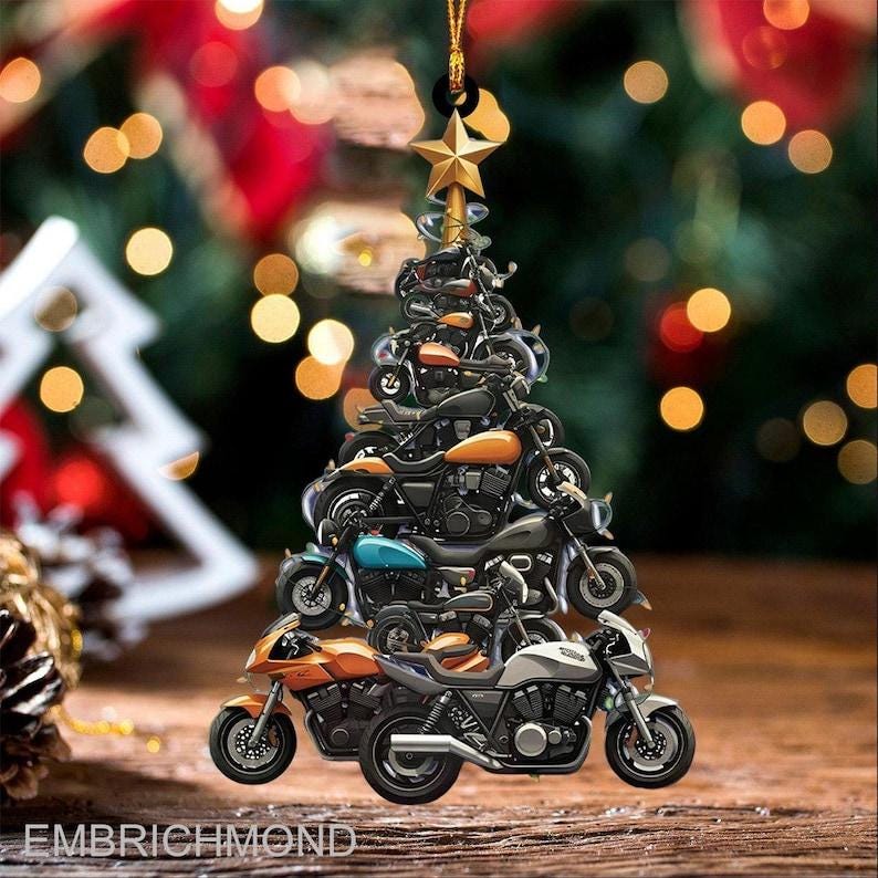 Motorcycle Christmas Tree Ornament, Gift for Motorcycle Lover, Biker ...