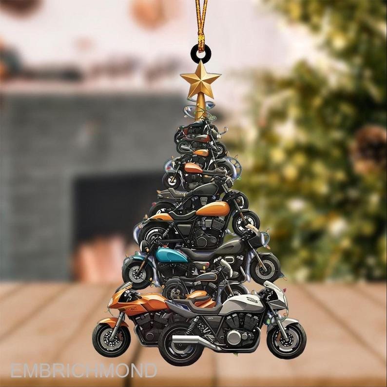 Motorcycle Christmas Tree Ornament, Gift for Motorcycle Lover, Biker ...