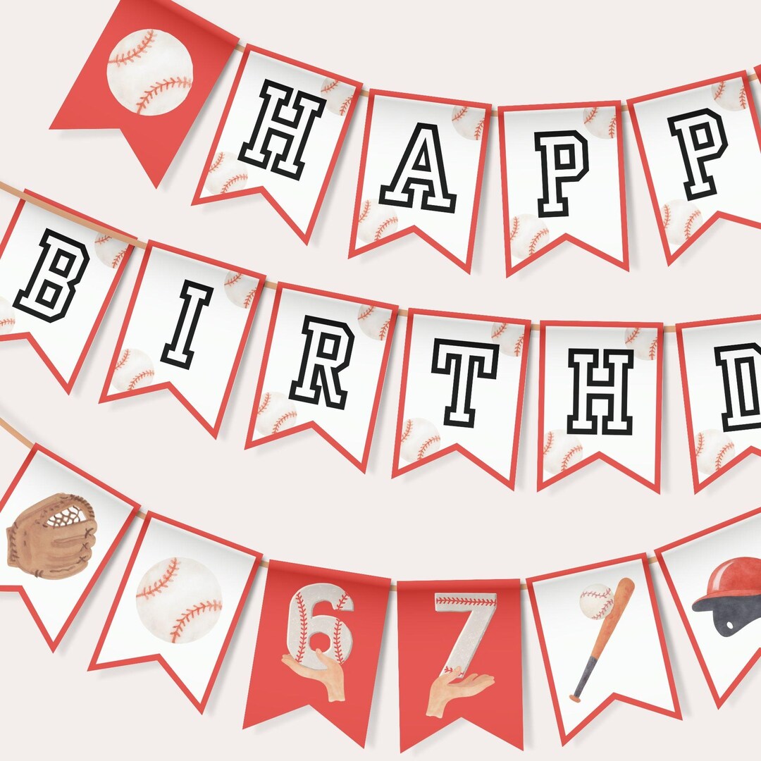 Editable Baseball Birthday Banner, 6 7 Meme Birthday Decor, Sports ...