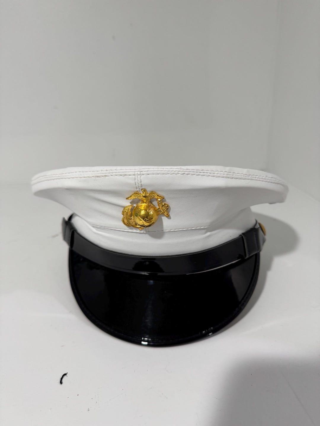 White Marine-style Enlisted Dress Cap — Military Costume Hat / Formal ...