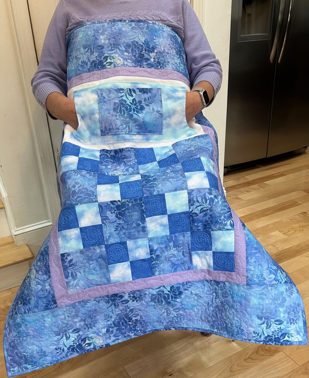 Periwinkle Floral Lovie Lap Quilt With Pockets - Etsy