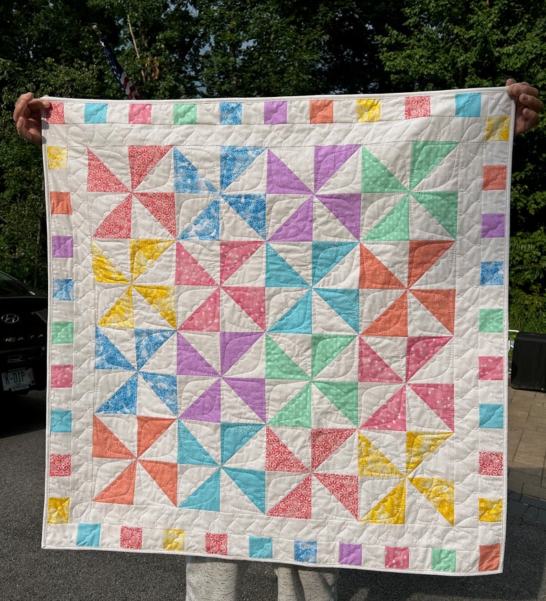 Pastel Pinwheel Baby Quilt - Etsy