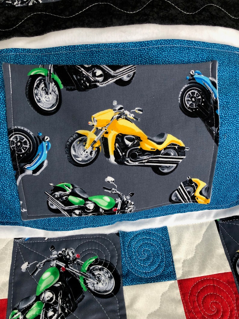 Motorcycle Lovie Lap Quilt With Pockets sized for a Man - Etsy