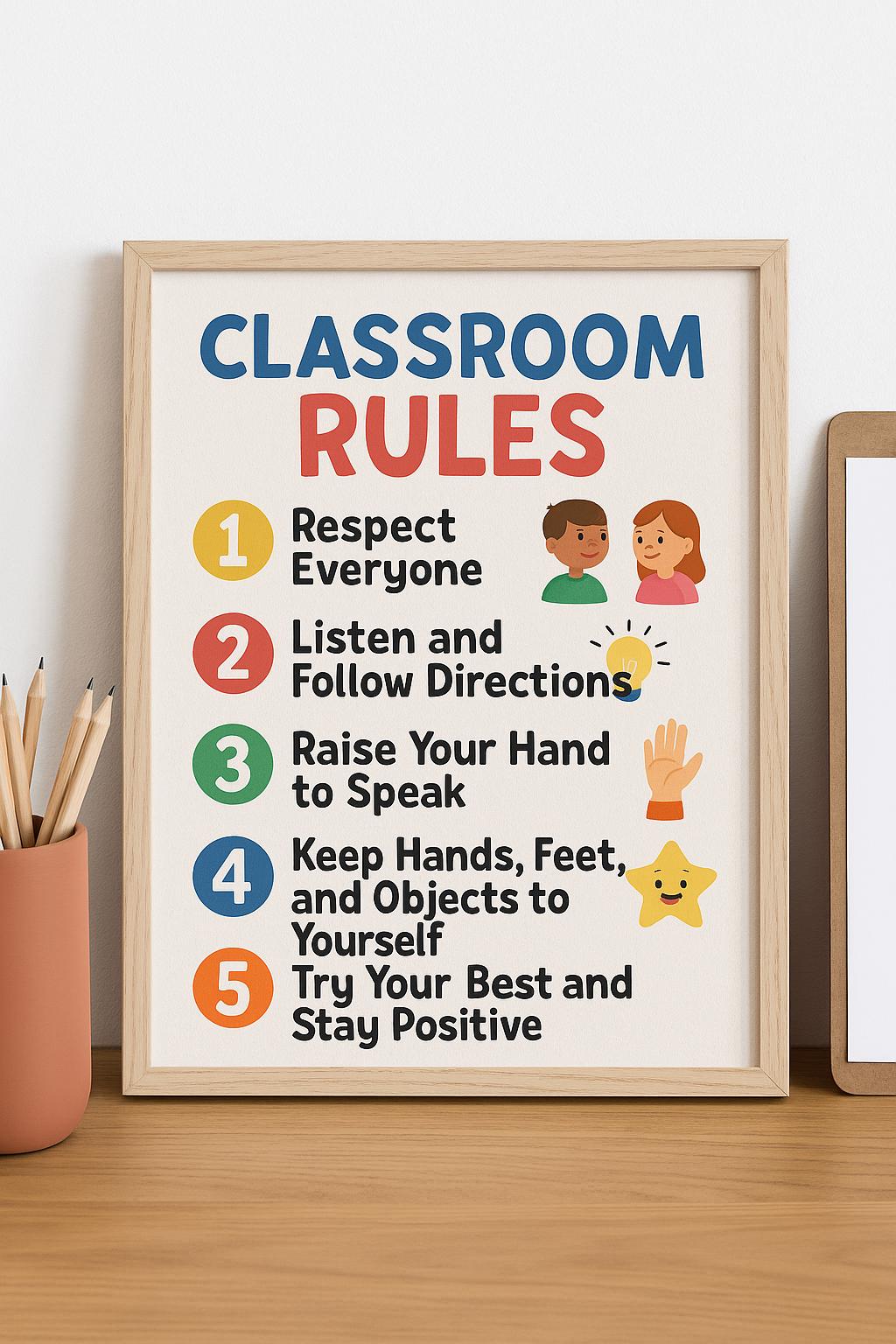 Colorful Classroom Rules Poster | 8x10 Printable PDF & JPEG | Back to ...