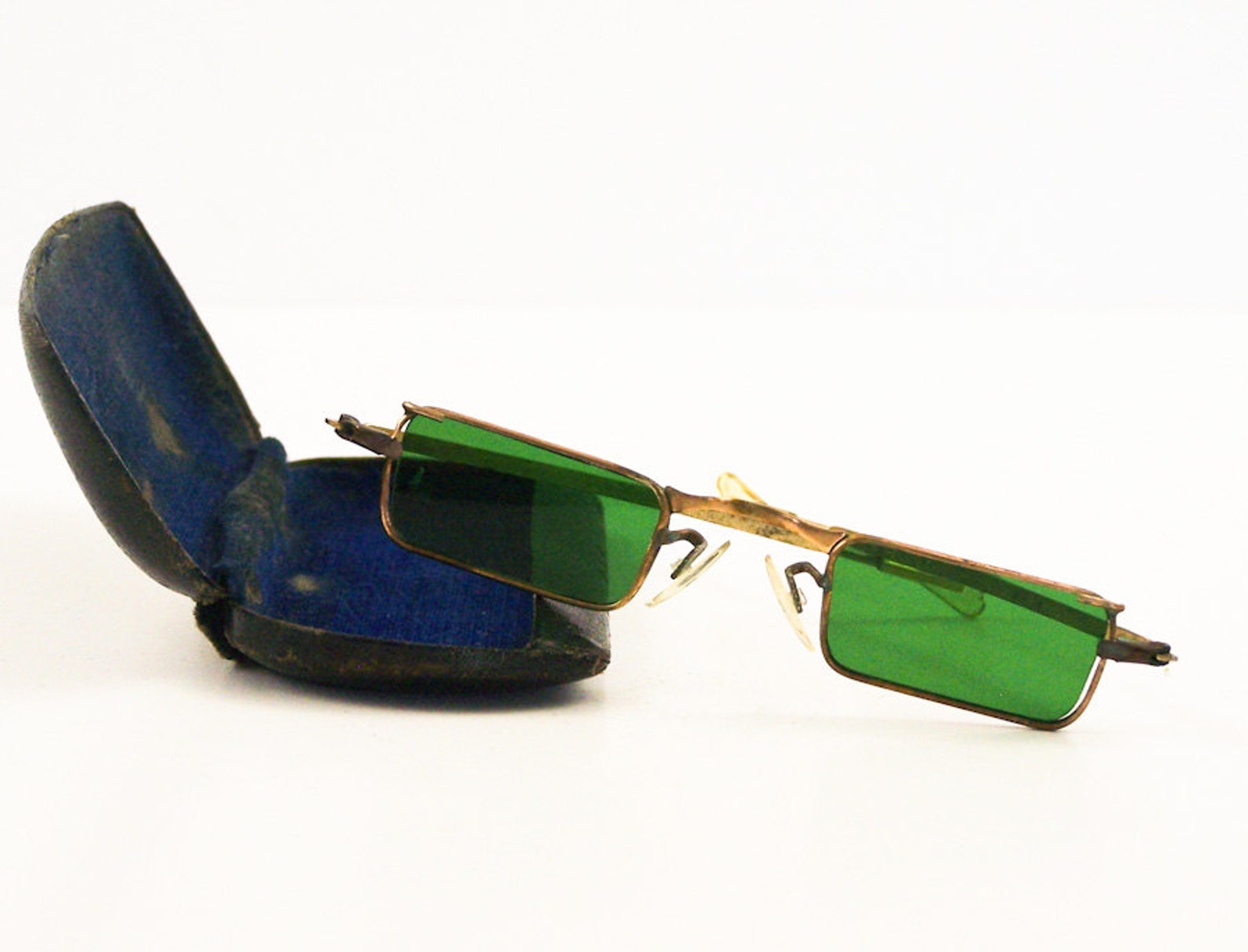 Vintage Wire Rim Spectacles Green Sunglasses Brass Rims With Etsy