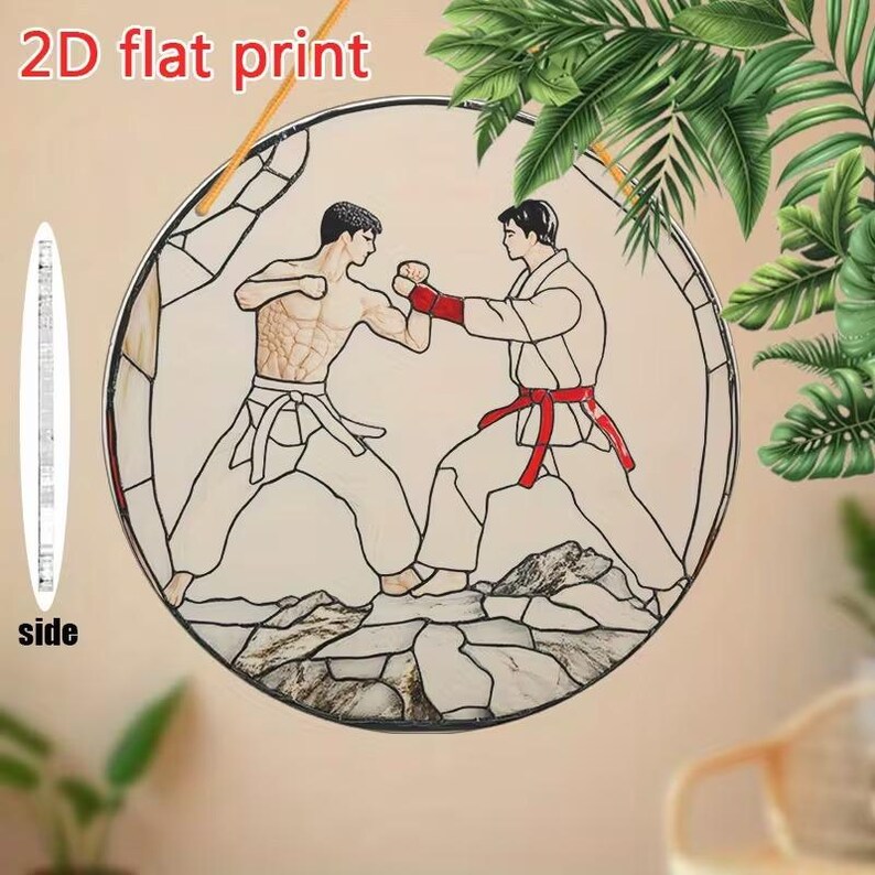 Martial Arts Suncatcher Acrylic, Round Window Hanging Decor, Taekwondo ...