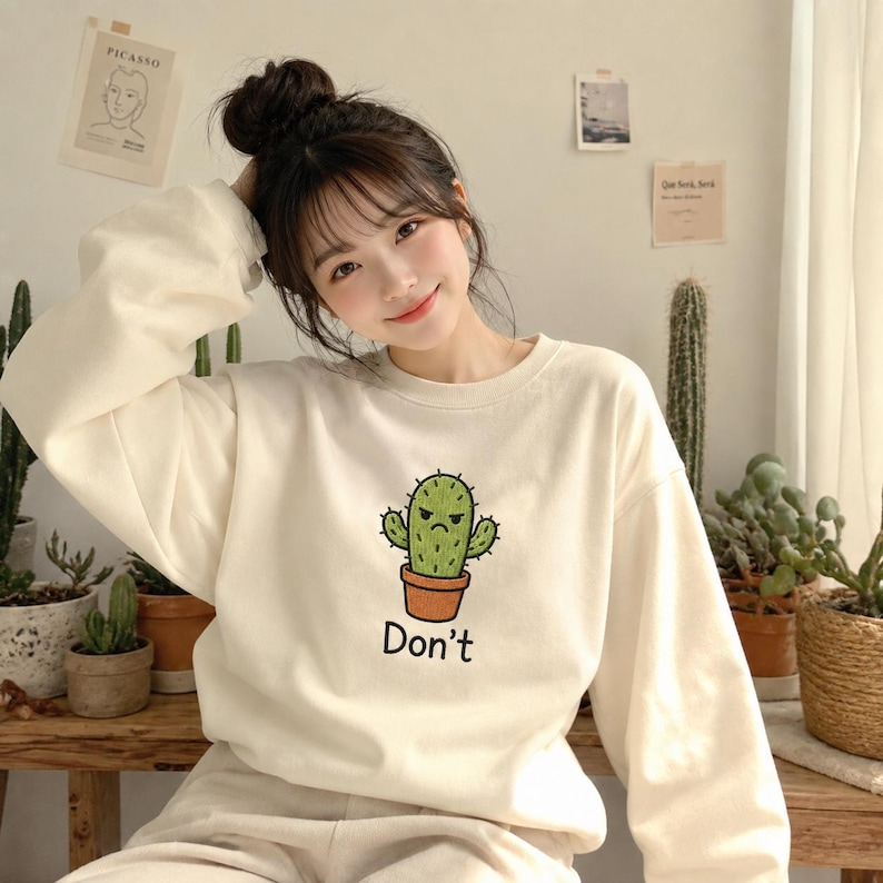 Dont Angry Cactus Embroidery Design Funny Succulent Plant Sarcastic ...